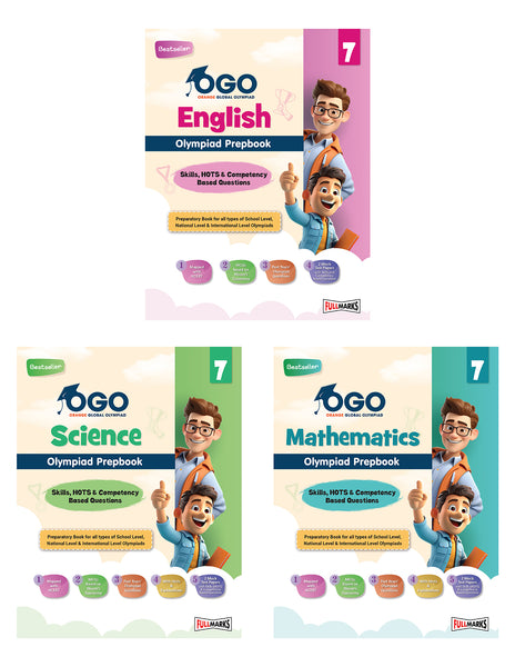 Buy Class 7 Olympiad Books (Math, English & Science) for 2025 – Full Marks